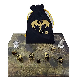 BD INNOVATION ELECTRONICS Black Dragon Velvet Drawstring Dice Bag with Gold Satin Interior