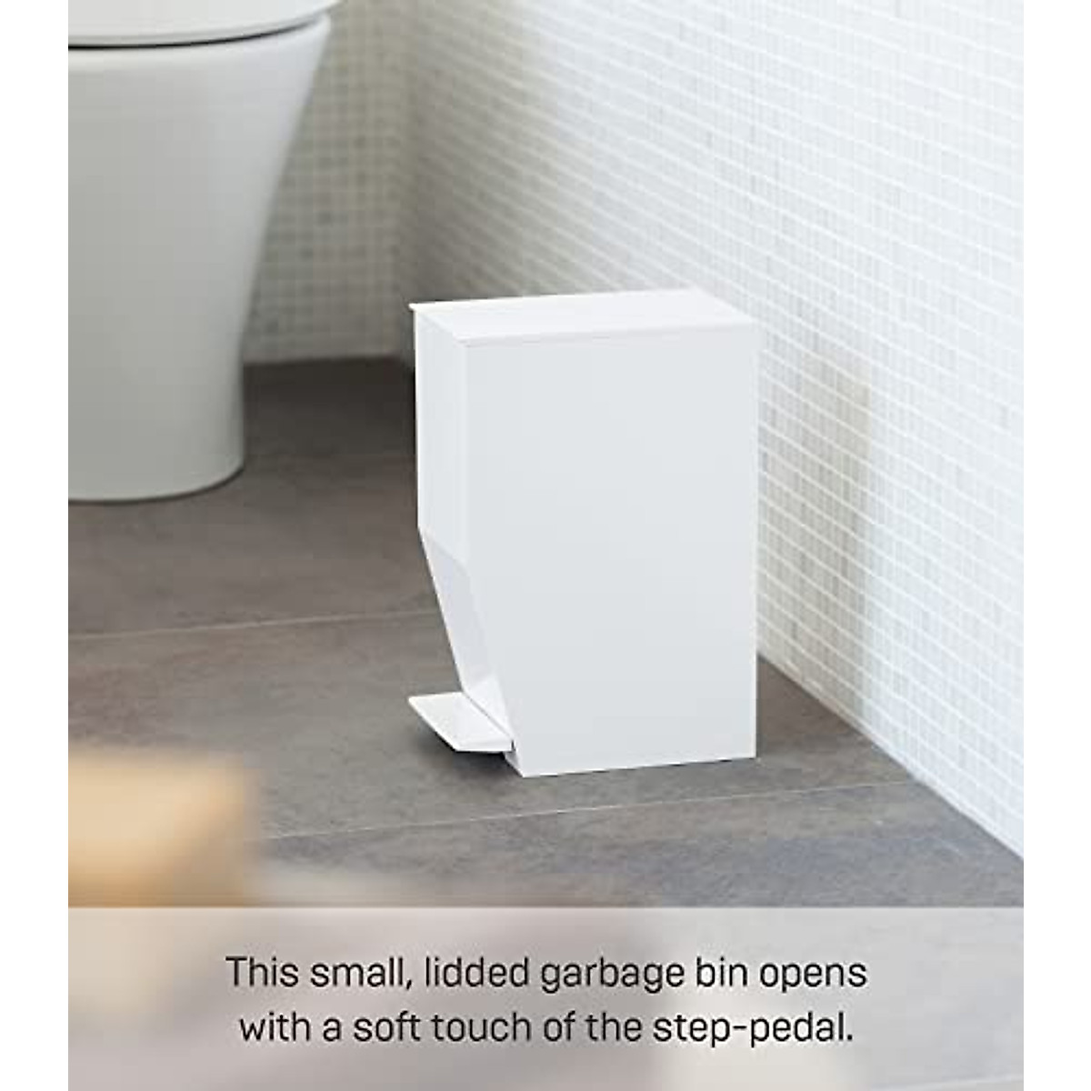 Yamazaki Home Tower Sanitary Step Trash Can, One Gallon – Small Home Waste Bin,White