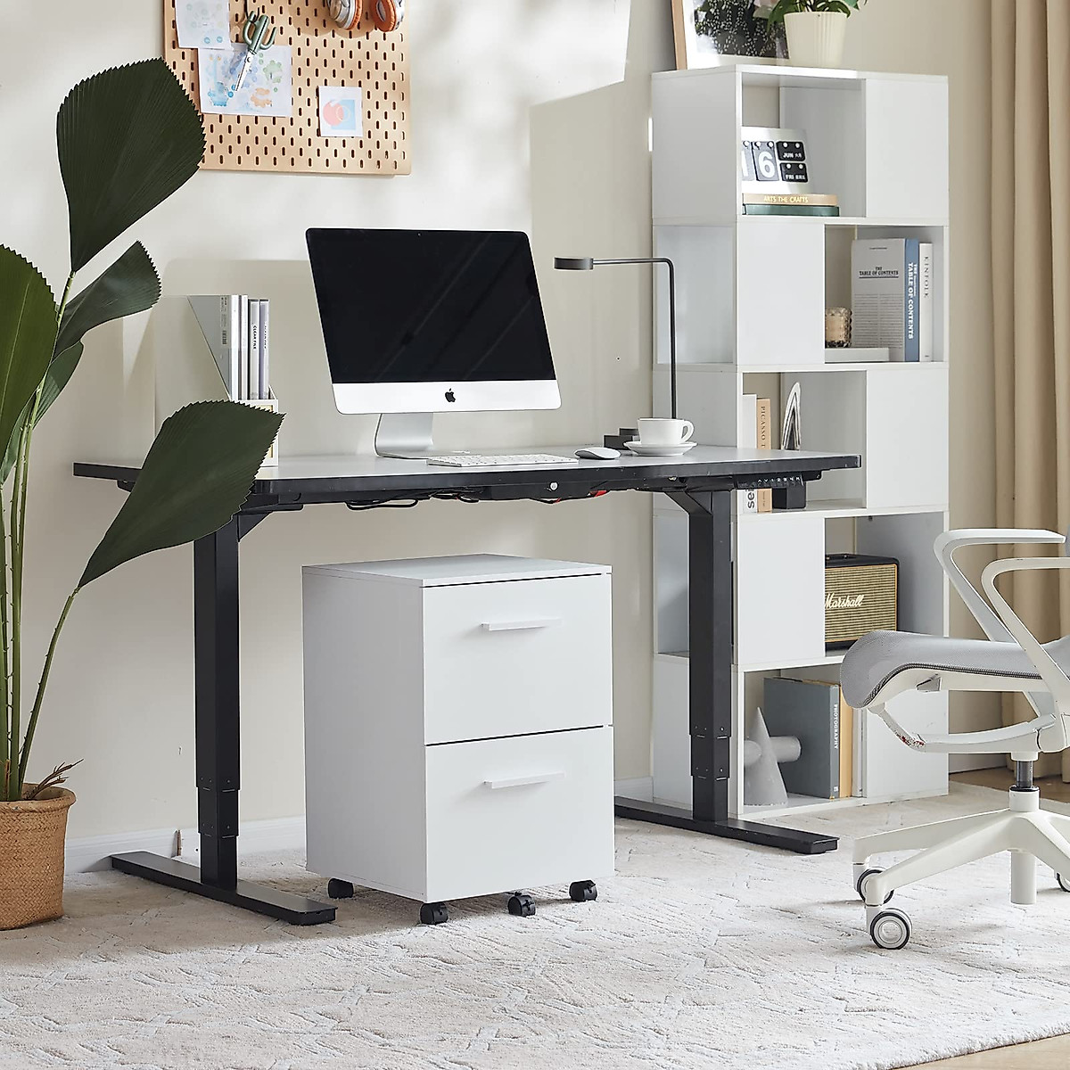 VICLLAX 2 Drawer Mobile Filing Cabinet, Vertical File Cabinet for Legal/Letter/A4 Files, Assembled Needed, White