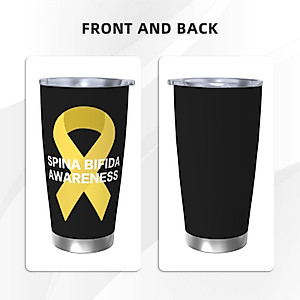 LXWGH Spina Bifida Awareness Tumbler 20oz Stainless Steel Tumbler With Straw & Lid Insulated Water Cups Coffee Mug For Outdoor Travel Festivals Gift