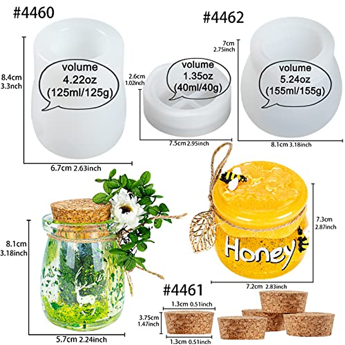 Jar Resin Molds Silicone, Storage Container Epoxy Casting Kits Set of 7