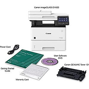 Canon imageCLASS D1620 All-in-One Wireless Monochrome Laser Printer, White - Print Scan Copy - 5" Touch Panel, 45 ppm, 600 x600 dpi, 8.5" x 14", Auto 2-Sided Printing, 50-Sheet ADF, Ethernet