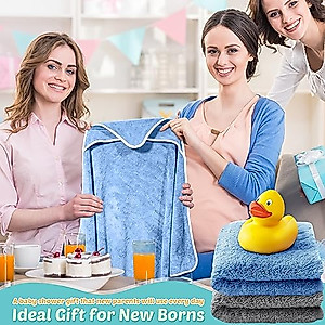 6 Pack Baby Bath Towel, Coral Fleece Soft Absorbent Newborn Hooded Towel for Kids, 30 x 30 Inch Hooded Baby Toddler Bath Blanket Towel for Babies Toddler Infant Shower Gift Supplies (Gray/Beige/Blue)