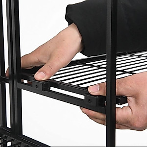 Convenience Concepts Xtra Storage Shelves - 5 Tier Folding Metal Shelving with Set of 4 Extension Shelves - Modern Shelves for Storage and Display in Living Room, Bathroom, Office, Black