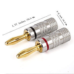 Banana Plugs 6 Pairs / 12 Pcs, Dual Screw 24K Gold Plated Speaker Plugs Audio Jack Connectors, Surround Sound Speaker Wire Banana Connectors (Silver)