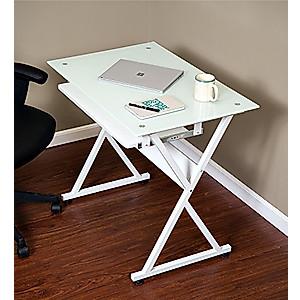 OneSpace Ultramodern Glass Computer Desk, White
