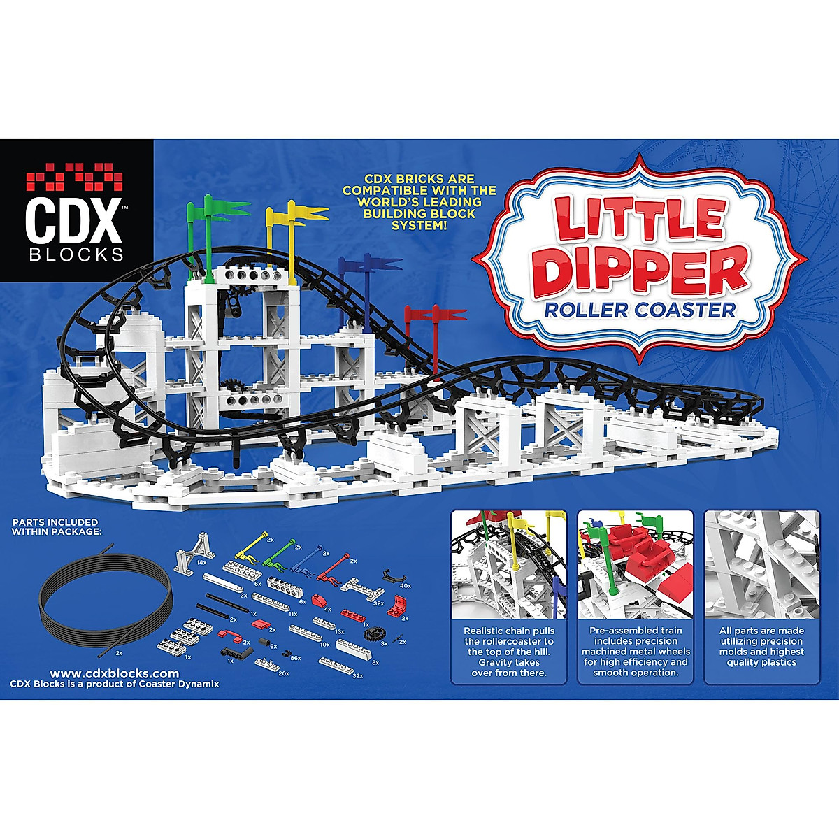 CDX Blocks: Little Dipper - 324 Pcs, Building Brick Set, Gravity Powered Roller Coaster Model, Promotes STEM Learning