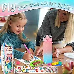 EDsportshouse Decorate Your Own Water Bottle Kits for Girls Age 4-6-8-10,Mermaid Painting Crafts,Fun Arts and Crafts Gifts Toys for Girls Birthday Christmas(Mermaid)