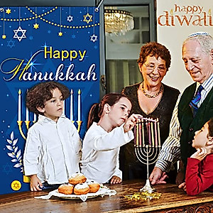 Happy Hanukkah Door Banner Chanukah Door Cover Hanukkah Banner Hanukkah Hanging Welcome Sign Banner Fabric Photography Prop for Jewish Festival Holiday Decorations Hanukkah Party Supplies