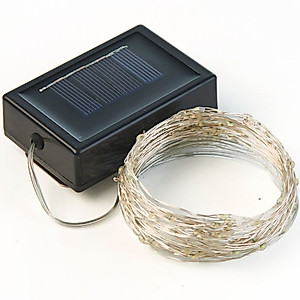 Solar Powered String Lights, 100 LED Copper Wire Lights, Waterproof Starry String Lights, Indoor/Outdoor Solar Decoration Lights For Gardens, Patios, Homes, Parties: 20 ft, Platinum