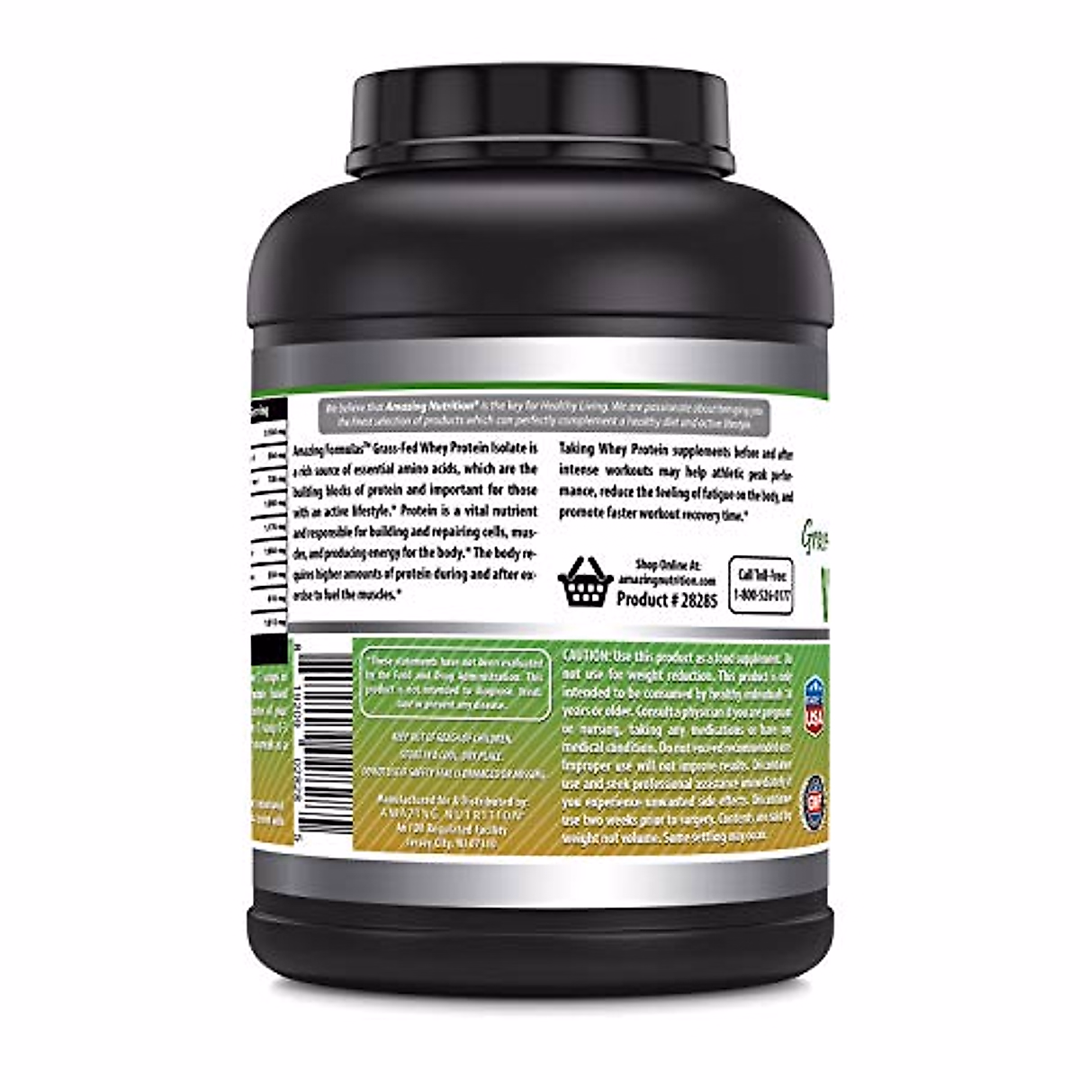 Amazing Formulas Grass-Fed Whey Protein Isolate - Unflavored 5 Lbs (2.26 Kg) - Non-GMO - 25 G Protein - 81 Servings - 5.7 G BCAAs - 105 Calories