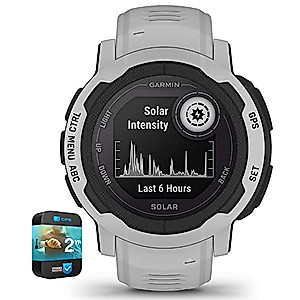 Garmin 010-02627-11 Instinct 2 Solar 45mm GPS Smartwatch Mist Gray Bundle with Premium 2YR CPS Enhanced Protection Pack