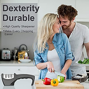 4-in-1 Knife Sharpener Kit 2pack with Cut-Resistant Glove, 3-Stage Quality Kitchen Knife Accessories to Repair