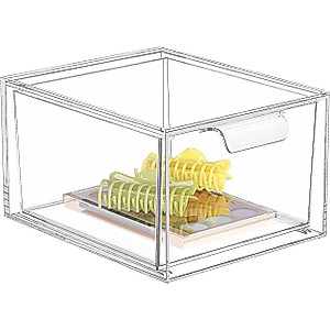 2 Pack Stackable Storage Drawers,Stackable Makeup Organizer, Acrylic Bathroom Organizer and Storage Drawers,Bathroom,Kitchen Undersink,Cabinet