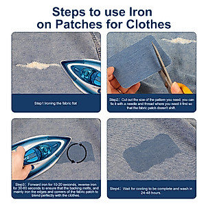 Phinus Iron-On Patches for Clothing, Each Pack 30PCS Denim Patches for Jeans Kit 3 x 4.25 Inch, Iron-On Patches Can Be Used to Repair Jeans and Garments, and Can Also Be Used to Decorate