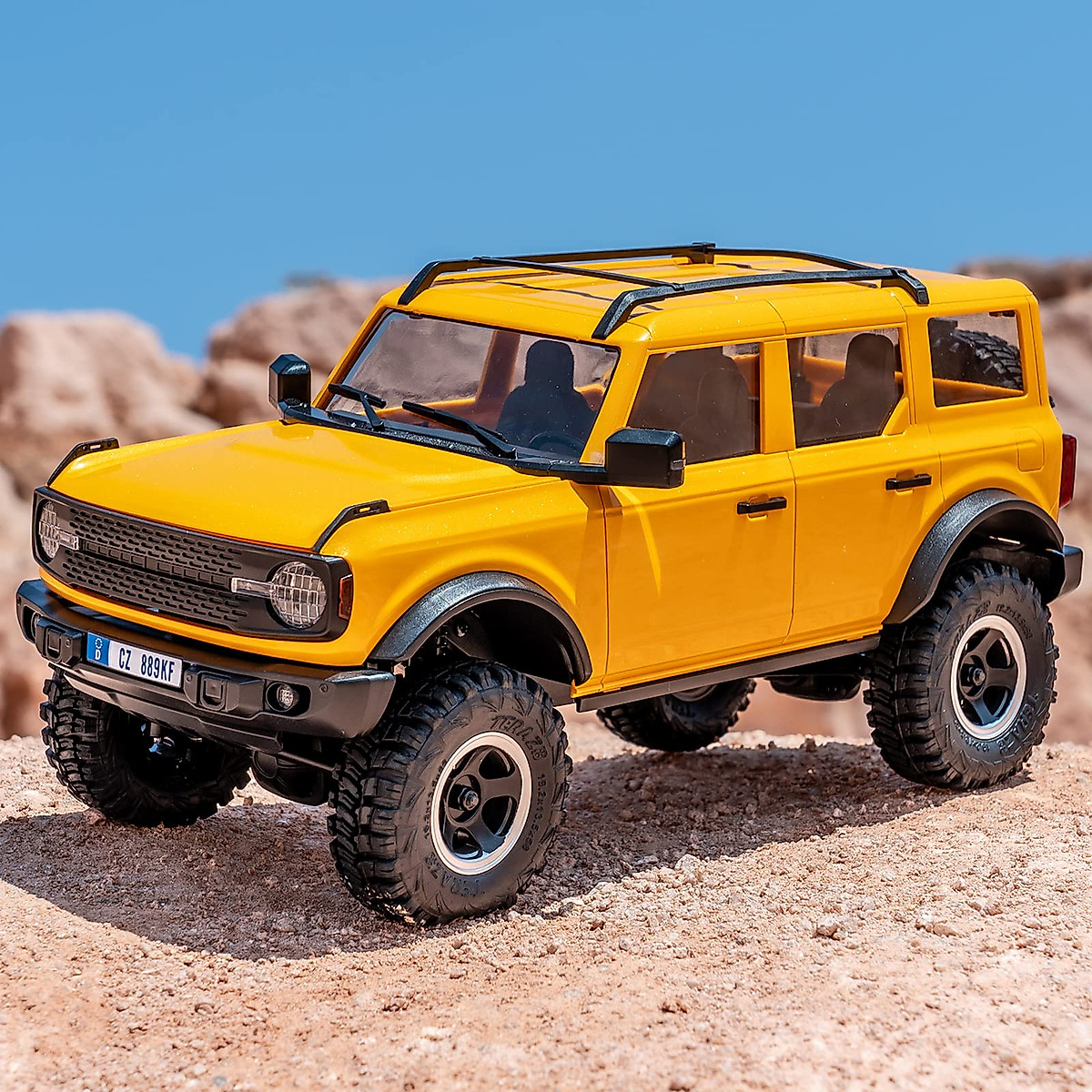 EAZYRC 1/18 Bronx RC Car RTR 4WD, 5km/h RC Truck Remote Control Crawler Off-Road Vehicle for Boy Men with USB Charger,Battery, 2.4Ghz Transmitter (Yellow)