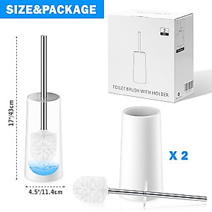 IXO Toilet Brush and Holder, 2 Pack Toilet Brush with 304 Stainless Steel Long Handle, Toilet Bowl Brush for Bathroom Toilet-Ergonomic, Elegant, Durable(Upgraded)