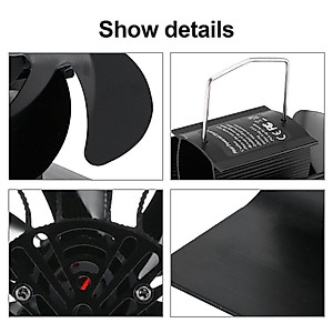 BIVITA Heat Powered Stove Fan, 6 Blade Fireplace Fan for Wood Burning Stove, Heat-Powered WoodStove Fan, Wood Stove Accessories, Quietly Circulating Warm Air