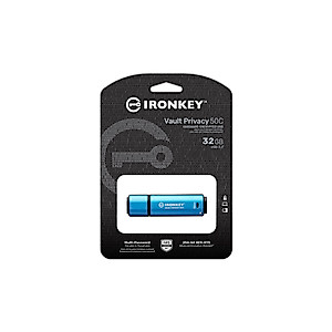 Kingston Ironkey Vault Privacy 50 USB-C 32GB Flash Drive | FIPS 197 Certified | XTS-AES 256-bit | BadUSB and Brute Force Protection | Mult-Password Option | IKVP50C/32GB