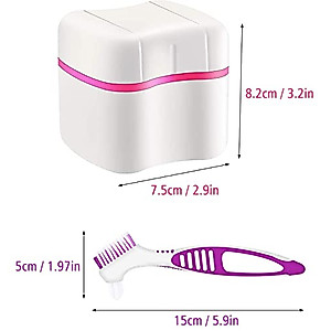 BTwood - Denture Bath Kit - Includes 2 Denture Bath Cups + 2 Denture Cleaner Brushes + 2 Strainer Baskets - Ideal for Dentures, Retainers & Mouthguards, 1.0 Fl Oz