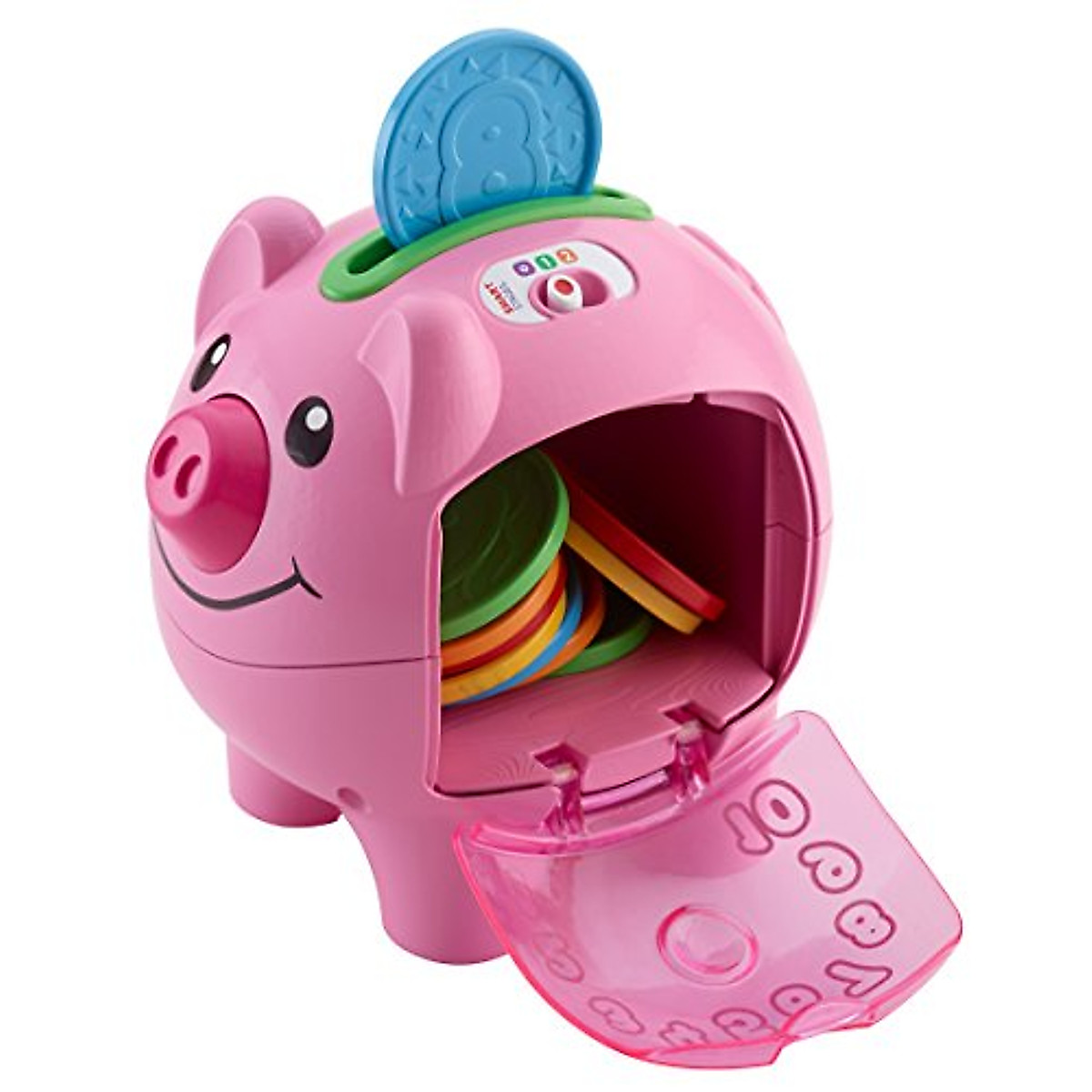Fisher-Price Laugh & Learn Baby Learning Toy Smart Stages Piggy Bank With Music & Phrases For Infant To Toddler Ages 6+ Months