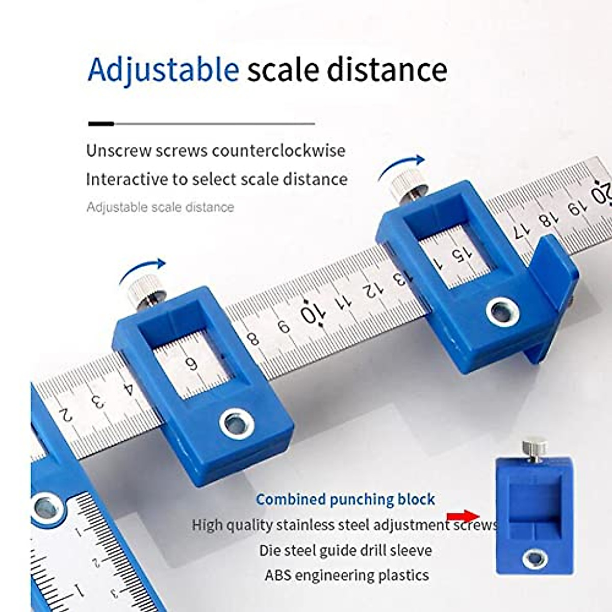 RZJZGZ Cabinet Hardware Jig Wood Drilling Dowelling Guide Punch Locator Drill Guide Cabinet Template Tool for Handles and Pulls