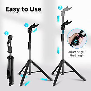 GUITTO Guitar Stand - Universal Portable Guitar Stand Adjustable Folding Hanging Guitar Floor Stands for Acoustic, Classical, Electric, Bass GGS-06