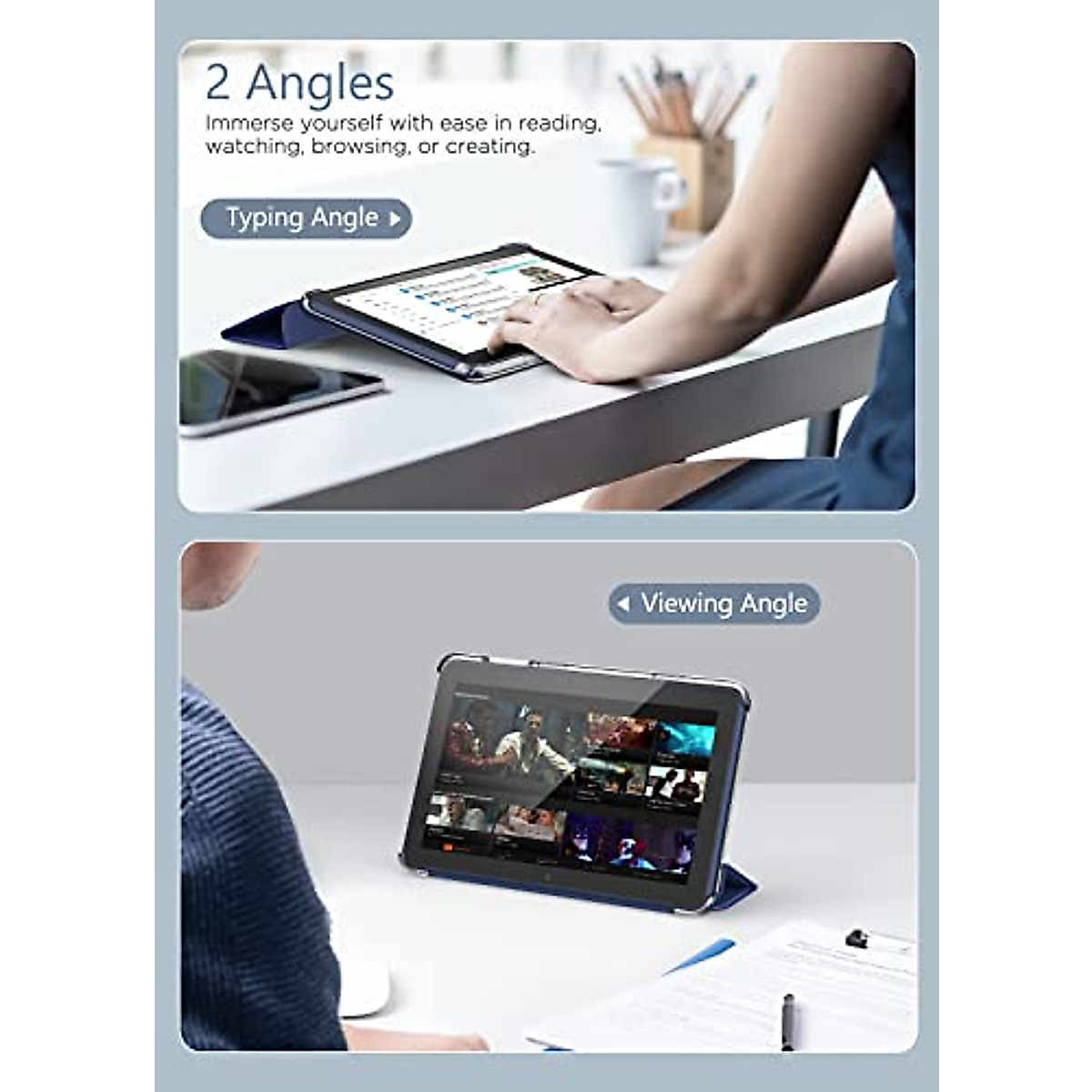 MoKo Case Fits Amazon All-New Kindle Fire 7 Tablet (2022 Release-12th Gen) Latest Model 7", PU Leather Trifold Stand Cover with Translucent Frosted Backshell with Auto Wake/Sleep, Indigo