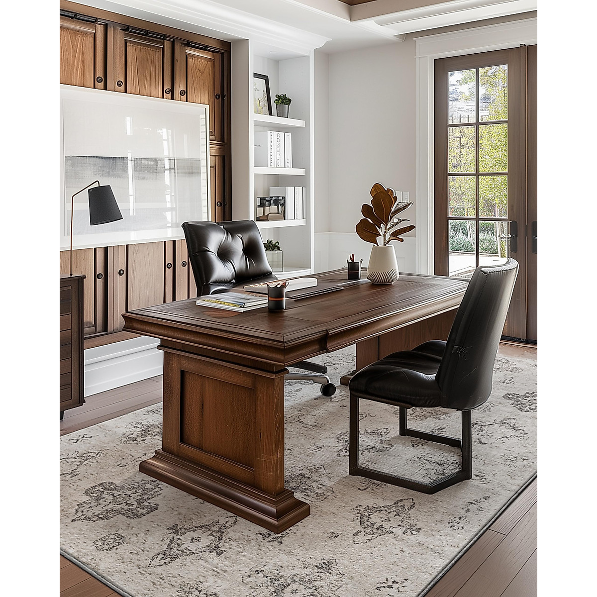 Disolla Washable Moroccan Area Rug 8x10ft for Living Room Bedroom Large Soft Indoor Decor Carpet Non Slip Distressed Neutral Low Pile Floor Rugs for Dining Room Office, Beige & Gray