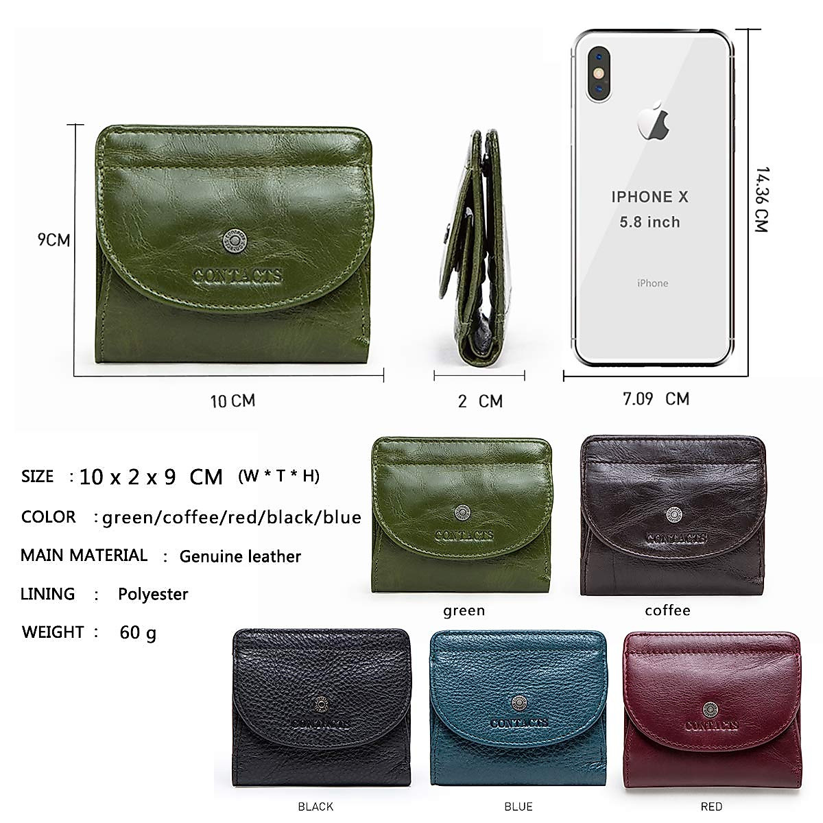 Contacts Men's Coin Pouch, Green1, One Size