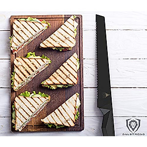 Dalstrong Serrated Bread Knife - 9 inch - Shadow Black Series - Black Titanium Nitride Coated - High Carbon - 7CR17MOV-X Vacuum Treated Steel - Bread Slicer Cutter - Slicing - Sheath - NSF Certified