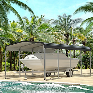 Betterhood 12x20 FTHeavy Duty Metal Carport with Galvanized Steel Roof and Metal Carport Kits, Outdoor Carport Canopy Enhanced Base, Multi-Purpose Extra Large Car Shelter for Car, SUV, Truck and Boat