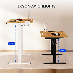 FLEXISPOT EN2 Whole-Piece Standing Desk, 55 x 28 Electric Stand Up Height Adjustable Desk (White Frame + 55" Maple Top, 2 Packages)