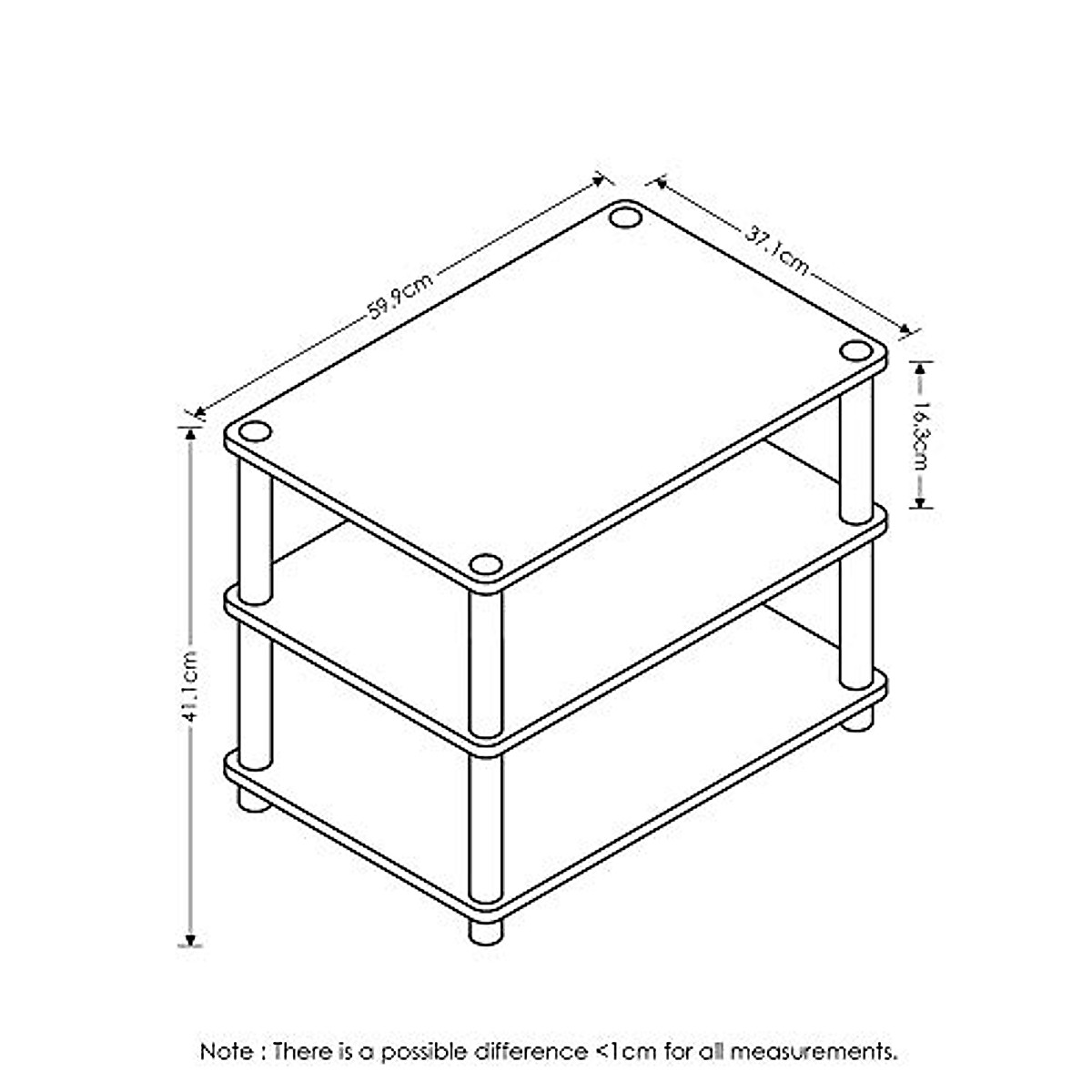 FURINNO Turn-N-Tube Easy Assembly 3-Tier Corner TV Stand, Blackwood/Black