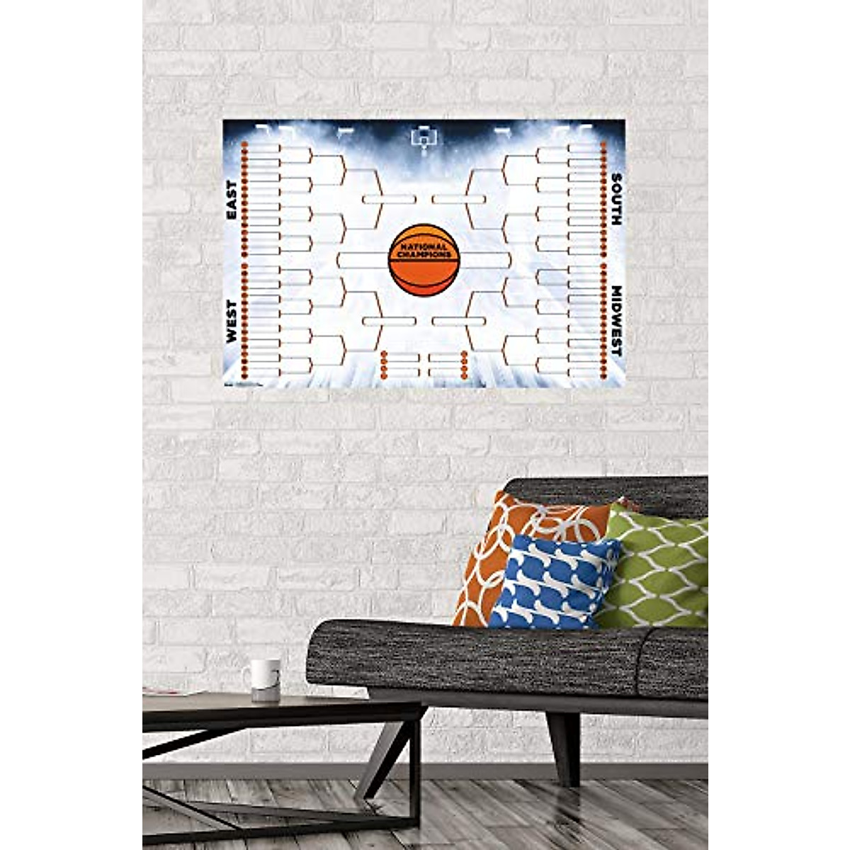 Trends International Collegiate - 64 Team Bracket Wall Poster, 22.375" x 34", Premium Poster & Mount Bundle