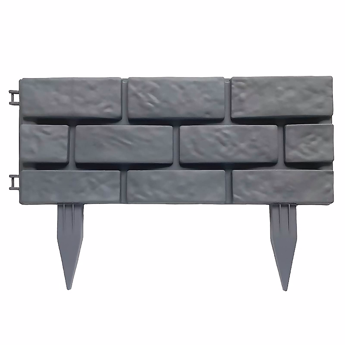 EESLL Decorative Brick Effect Garden Edging,4PCS Grey Plastic Brick Look Flower Bed Border Detachable Splicing Garden Fence Imitation Stone Plant Lawn Picket for Outdoor Yard Landscape