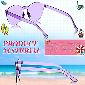 8 Pairs Rimless Sunglasses Colored Glasses Round Frameless Sunglasses Transparent Tinted Glasses Candy Color Sunglasses for Women Girls