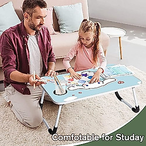 Kawaii Laptop Desk Foldable Kawaii Bed Desk Table Cute Folding Breakfast Tray Portable Lap Standing Desk Notebook Stand Reading Holder for Bed/Couch/Sofa/Floor