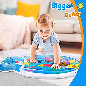 Large Inflatable Tummy Time Water Mat for Babies, Premium Infant Baby Floor Water Mat for 3+ Newborns Toddlers, Water Play Mat to Strengthen Muscles, Promote Sensory Stimulation and Development Toys