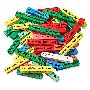 hand2mind Reading Rods Sentence Construction Cubes, Create Sentences with Word Blocks for Kids Ages 5 and Up, Linking Cubes, Montessori Toys For Toddlers, Kindergarten Homeschool Supplies (Set of 156)