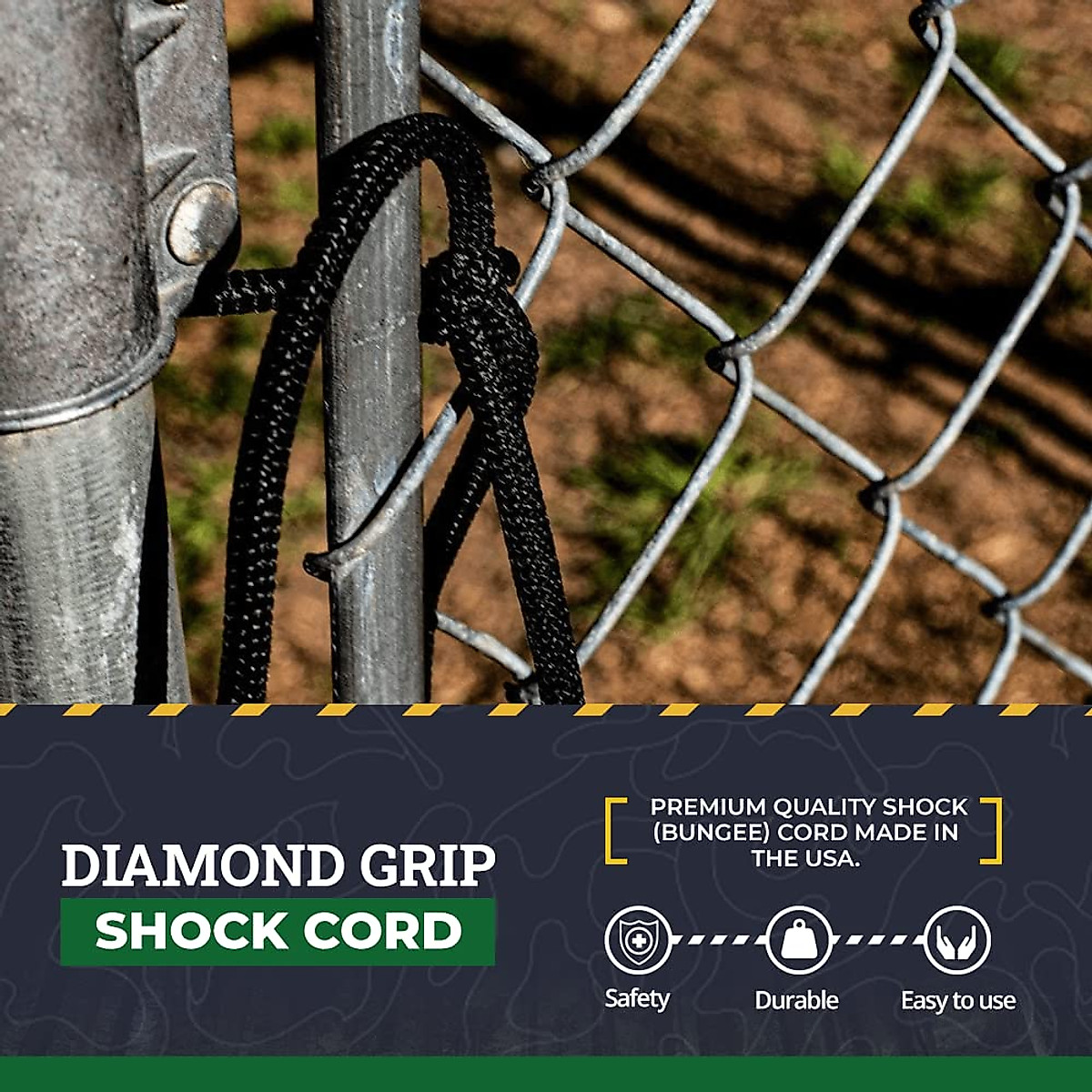 SGT KNOTS Diamond Grip Black Bungee Cord - 100% Stretch Elastic Cord and Absorbent Bungee Shock cord for Camping, Kayak Deck, Crafting (3/32" x 100ft)