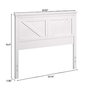 Glenwillow Home Farmhouse Style Wood Panel Headboard in Gloss White - Full Size