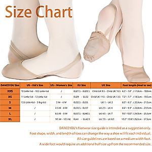 DANCEYOU Stretch Canvas Lyrical Shoes for Girls Womens Half Soles Pirouette Contemporary Turners Dance Shoes, Tan, S