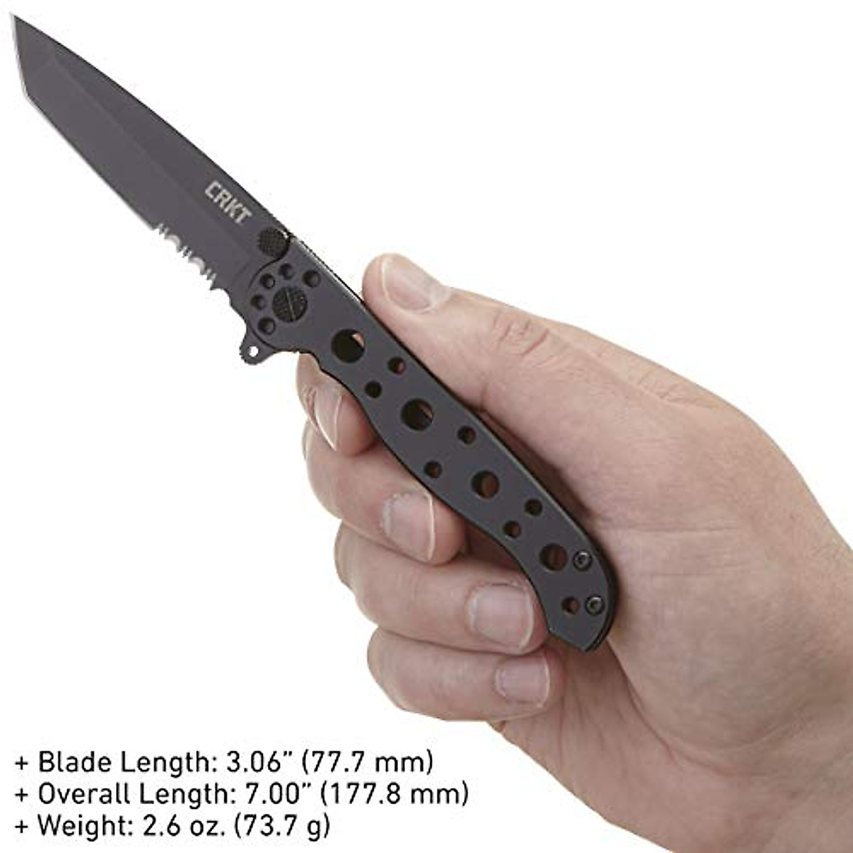CRKT M16-10KS EDC Folding Pocket Knife: Everyday Carry, Black Serrated Edge Blade, Tanto, Frame Lock, Stainless Steel Handle, Reversible Pocket Clip