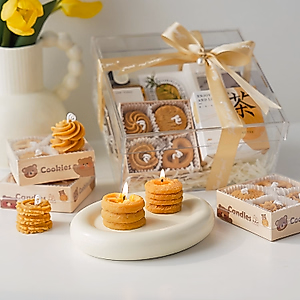 Cookies Shaped Scented Candle,4PACK 120G Biscuit Aroma Soy Wax Decorative Candle for Table Photo Prop Birthday,Prefect Gift for Meditation Stress Relief Mood Boosting Bath Yoga