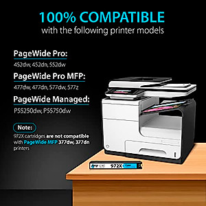 Smart Ink Compatible Ink Cartridge Replacement for HP 972X 972 X (Cyan) to use with PageWide Pro 477dw 577dw 452dw 477dn 452dn 577z 552dw P55250dw Printers