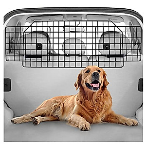 rabbitgoo Dog Car Barrier for SUVs, Large Pet Car Gate Divider Cargo Area, Adjustable Pet SUV Barriers Universal-Fit, Heavy-Duty Wire Mesh Dog Car Guard,Van Vehicles Dogs Car Accessories Safety Travel