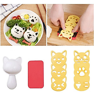 Fellibay Hofumix Bento Accessories Sushi Mold Rice Ball Mold Cartoon Cat Pattern Sushi Bento Nori Kitchen Rice Decor Kits Sandwich DIY Kitchen Tools for Baby Kids Meal