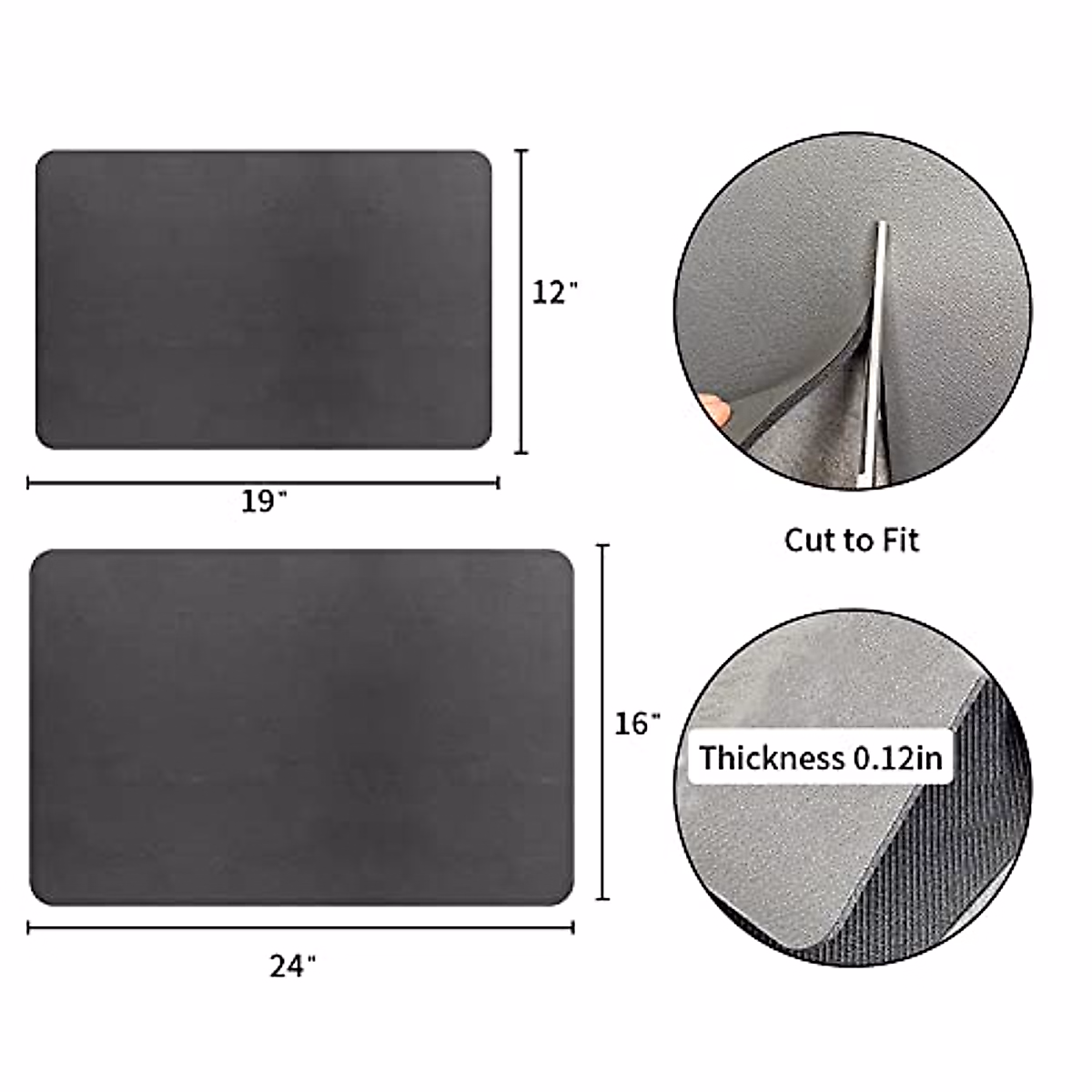Coffee Mat Coffee Maker Mat for Countertops 12"x19" Absorbent Coffee Bar Mat for Kitchen Coffee Bar Accessories Fit Under Coffee Machine Coffee Pot Grey (12 x 19inch Grey)
