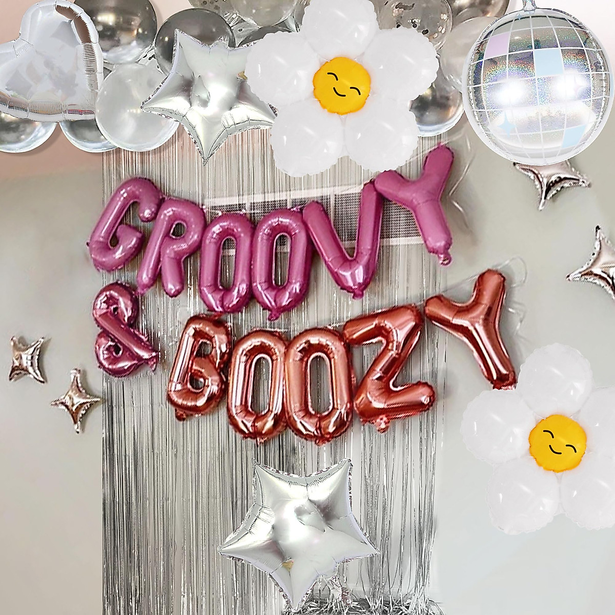 JeVenis Groovy & Boozy Balloons Groovy and Boozy Bachelorette Party Decoration Groovy and Boozy Sign Groovy Bachelorette Party Decoration Groovy Flower Bridal Shower Decorations